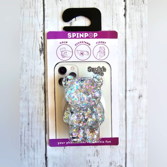 Spinpop | Accessories | Spinpop Fidget Popsocket Squishy Moving Silver ...